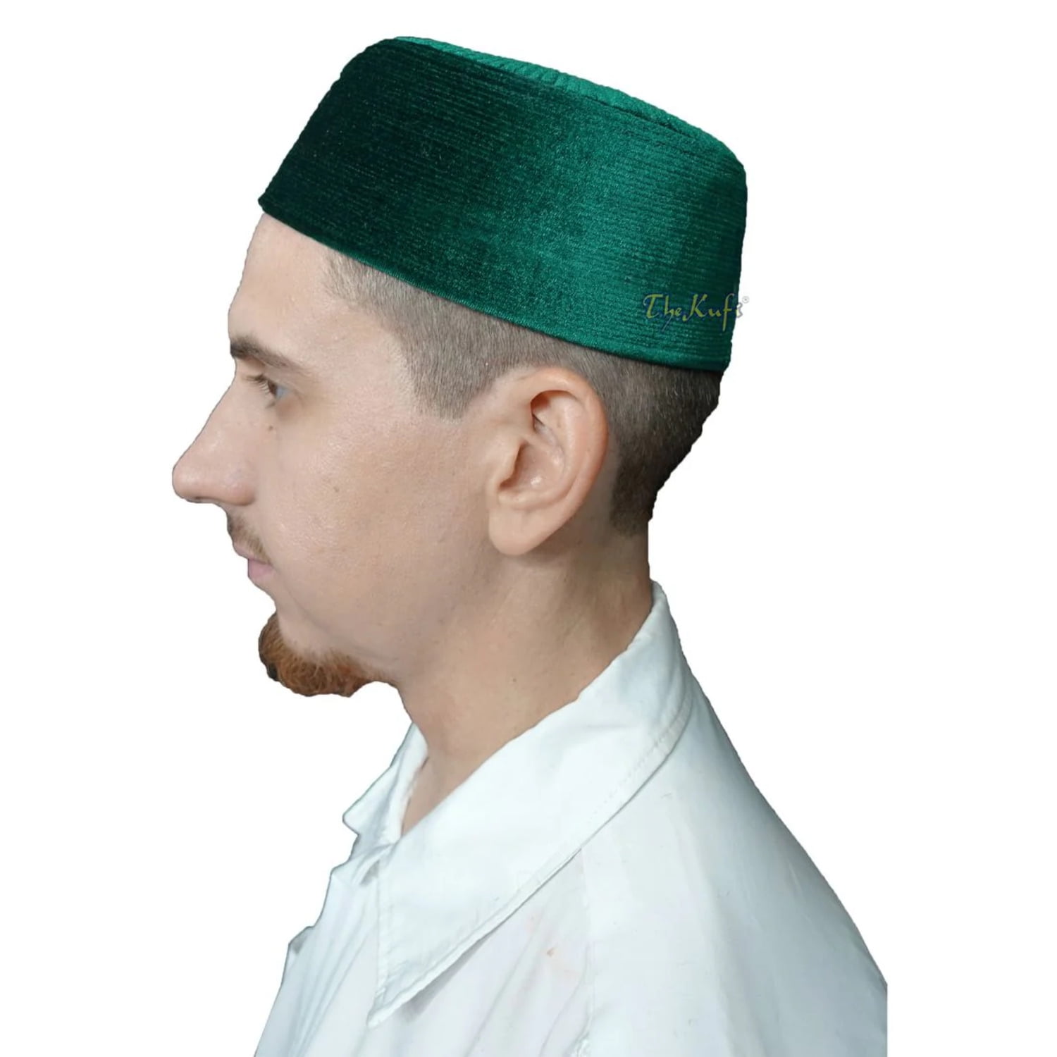 TheKufi® Dark Green Islamic Hat Rigid Velvet Kufi Chechen style Kufi ...