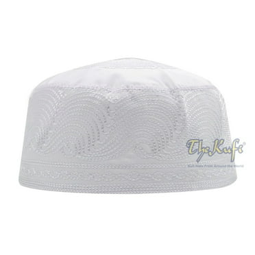 White Kofia Hat African Embroidered Kufi Cap - Walmart.com