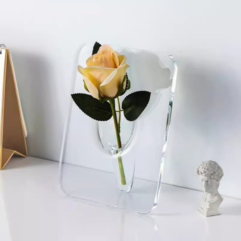 TheLSBeauty Photo Frame Shaped Clear Acrylic Single Flower Vase Acrylic ...