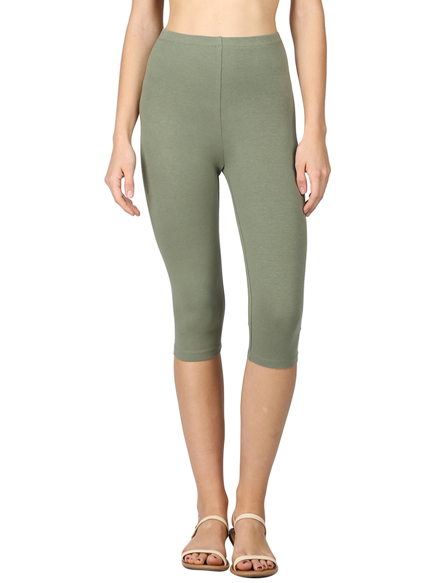 TheLovely Plus Size Essential Basic Cotton Spandex Stretch Below Knee 15" Length Leggings ...