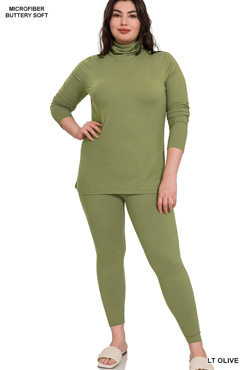 TheLovely Plus Size Microfiber Soft Fabric Mock Neck Long Sleeve Top ...