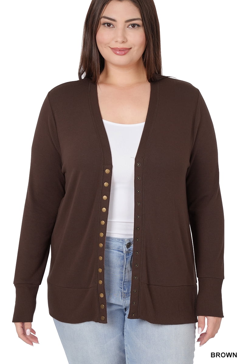 TheLovely Women Classic Thin Snap Button Front V-Neck Button Down Long ...