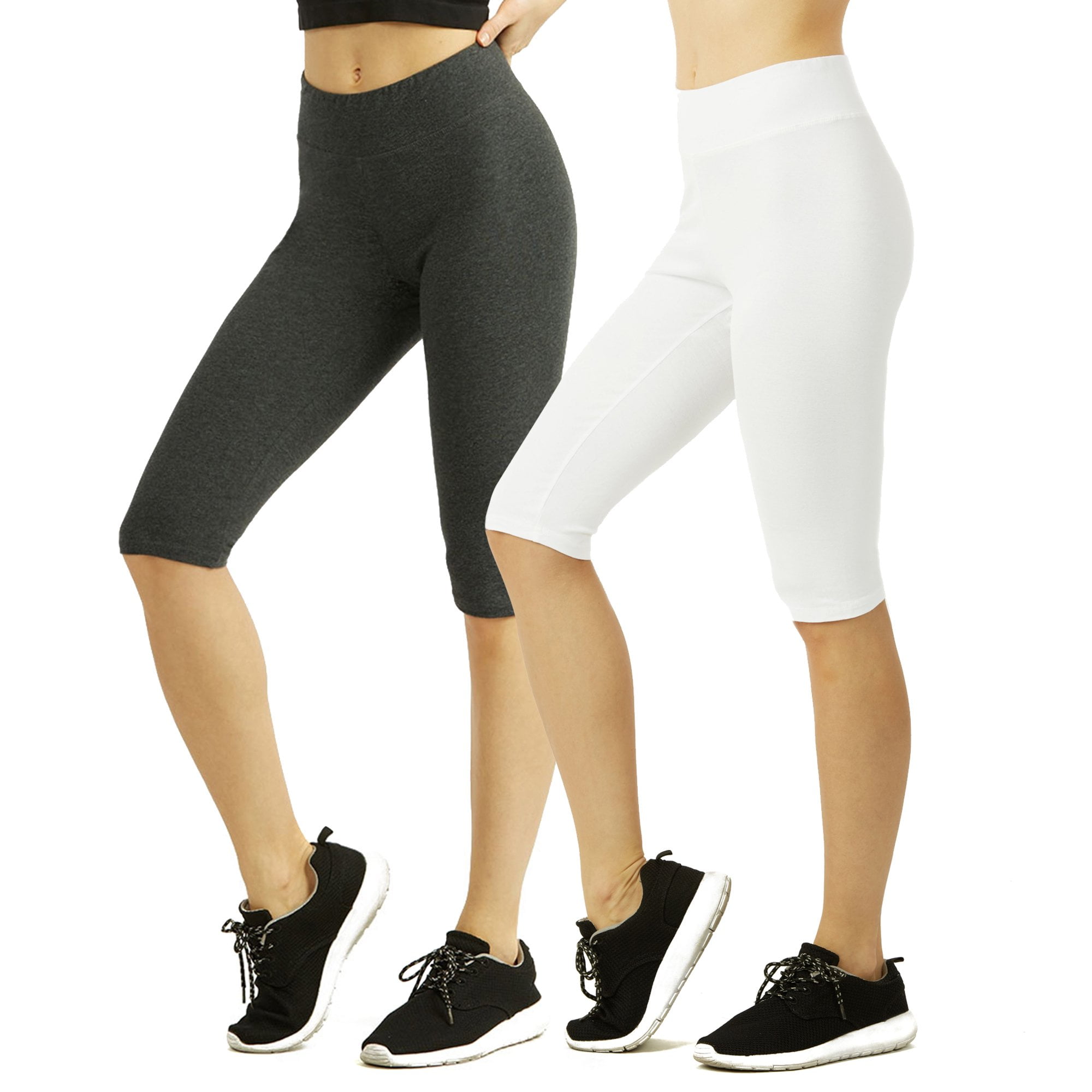 TheLovely Women & Plus Soft Cotton Active Stretch Outseam Workout Capri ...