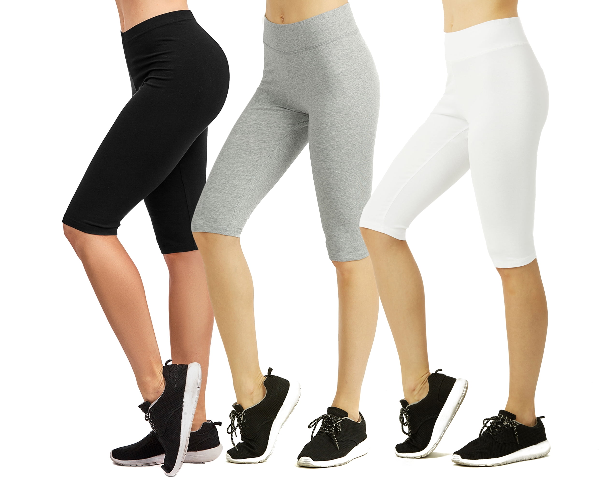 TheLovely Women & Plus Soft Cotton Active Stretch Outseam Workout Capri ...
