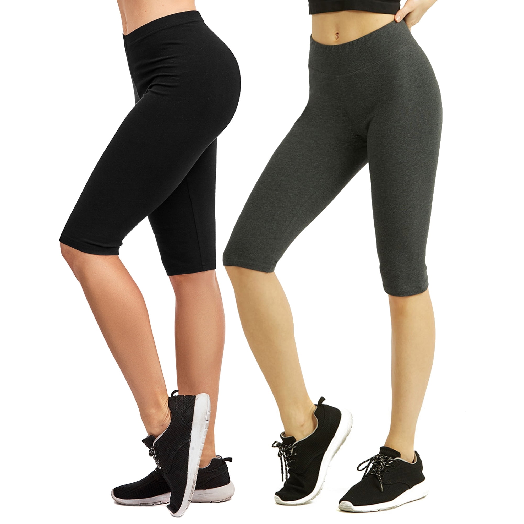 TheLovely Women & Plus Soft Cotton Active Stretch Outseam Workout Capri ...