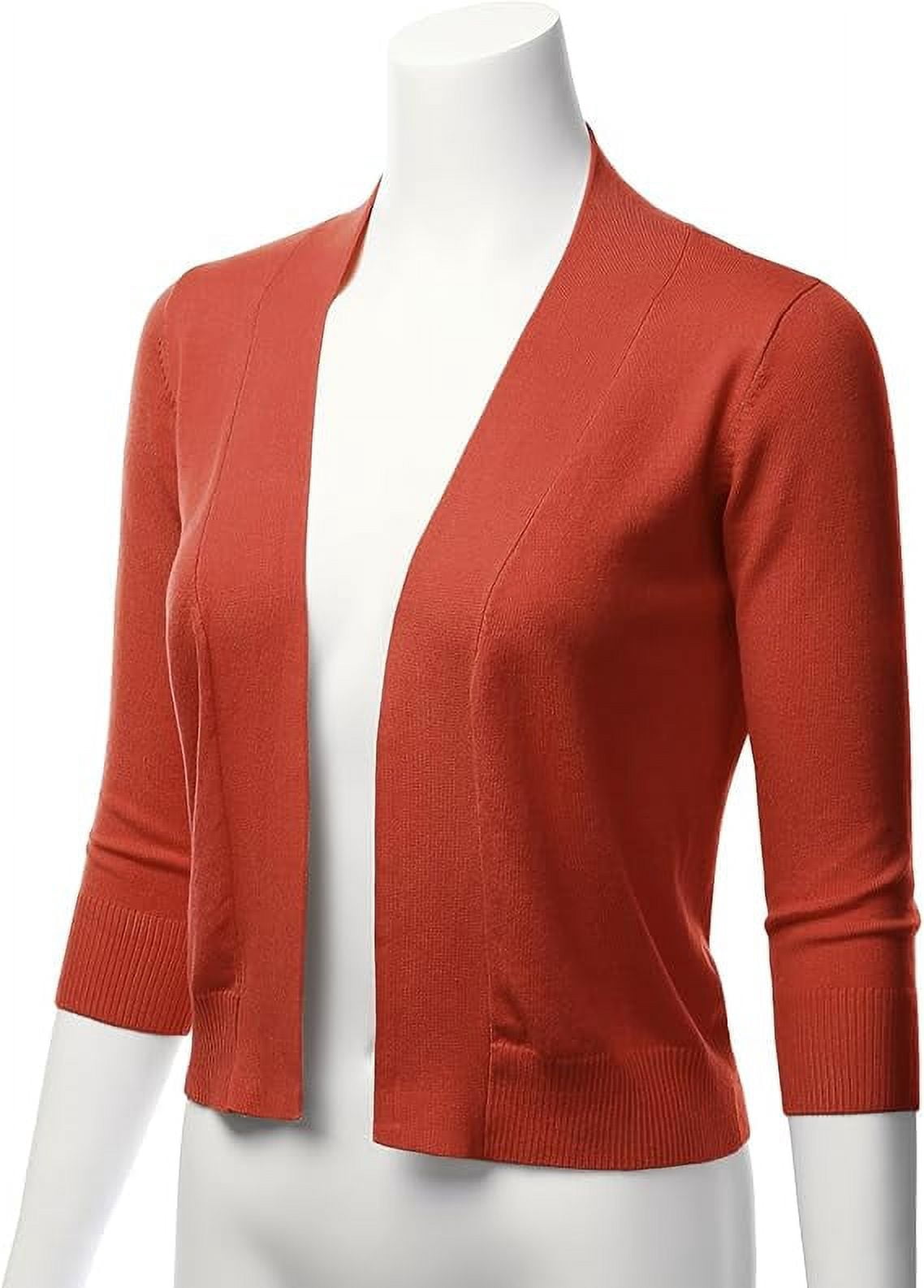 TheLovely Women's 3/4 Sleeve Solid Open Front Cropped Bolero Shurug ...