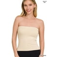 TheLovely Women's Casual Strapless Bandeau Cotton Tube Top w/Built-In ...