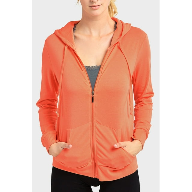 Thelovely Womens Lightweight Cotton Blend Long Sleeve Zip Up Thin