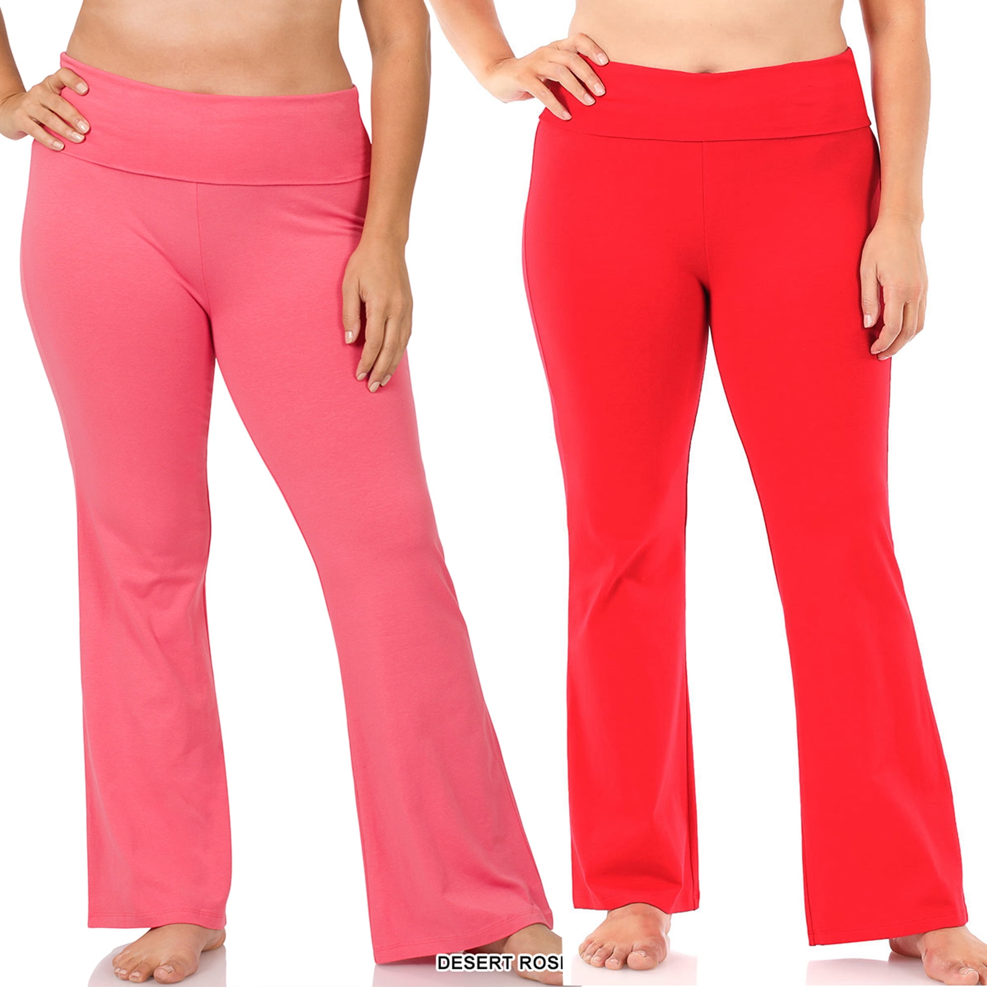 TheLovely Womens & Plus Stretch Cotton Fold-Over High Waist Bootcut ...