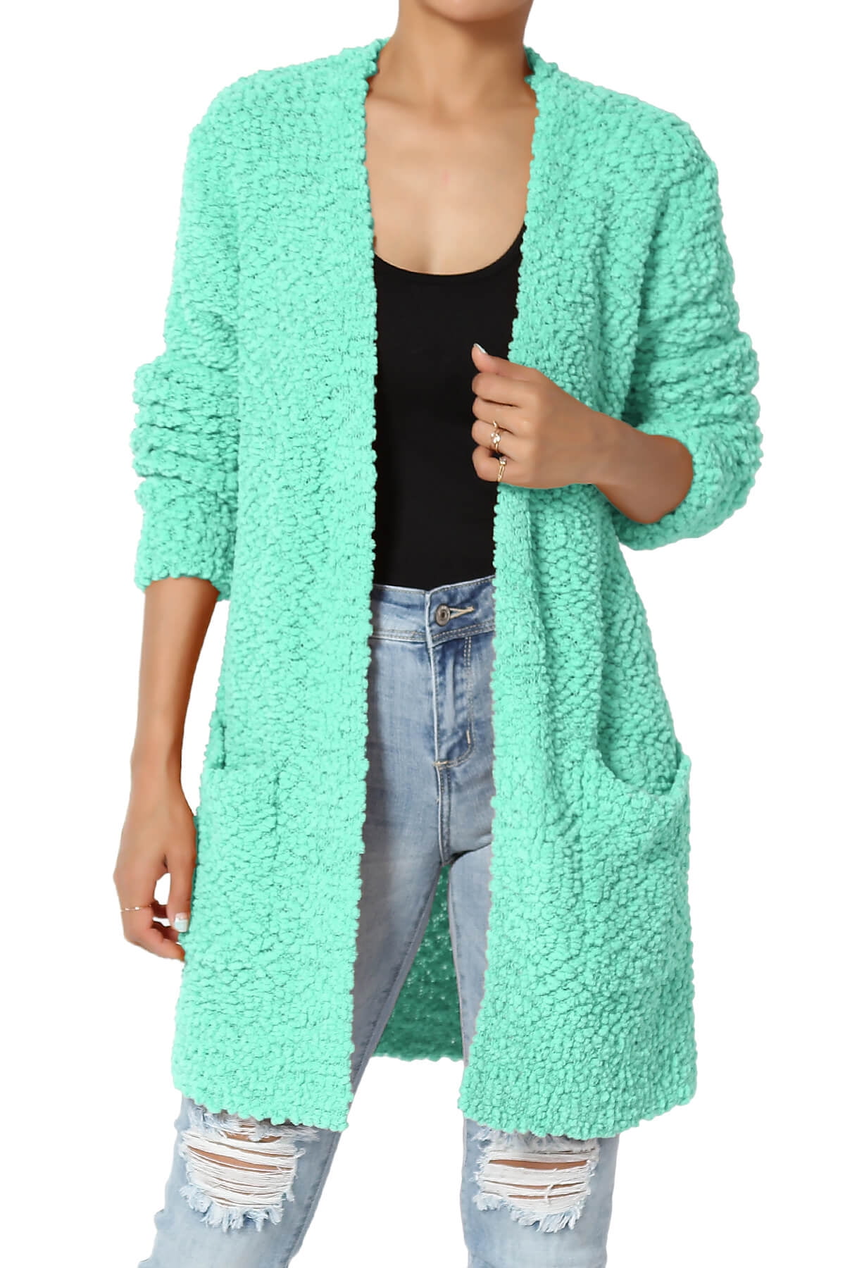 TheMogan Cardigan Sweaters for Women Cozy Soft Popcorn Knit with ...