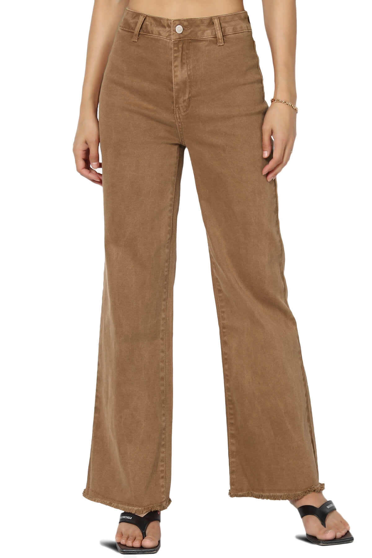 TheMogan Women's Acid Wash High Rise Cut Off Hem Comfort Stretch Denim ...