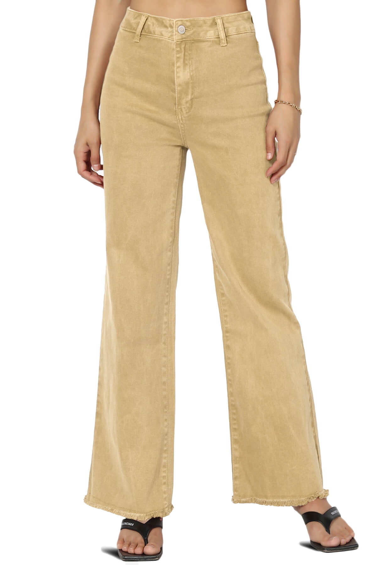 TheMogan Women's Acid Wash High Rise Cut Off Hem Comfort Stretch Denim ...