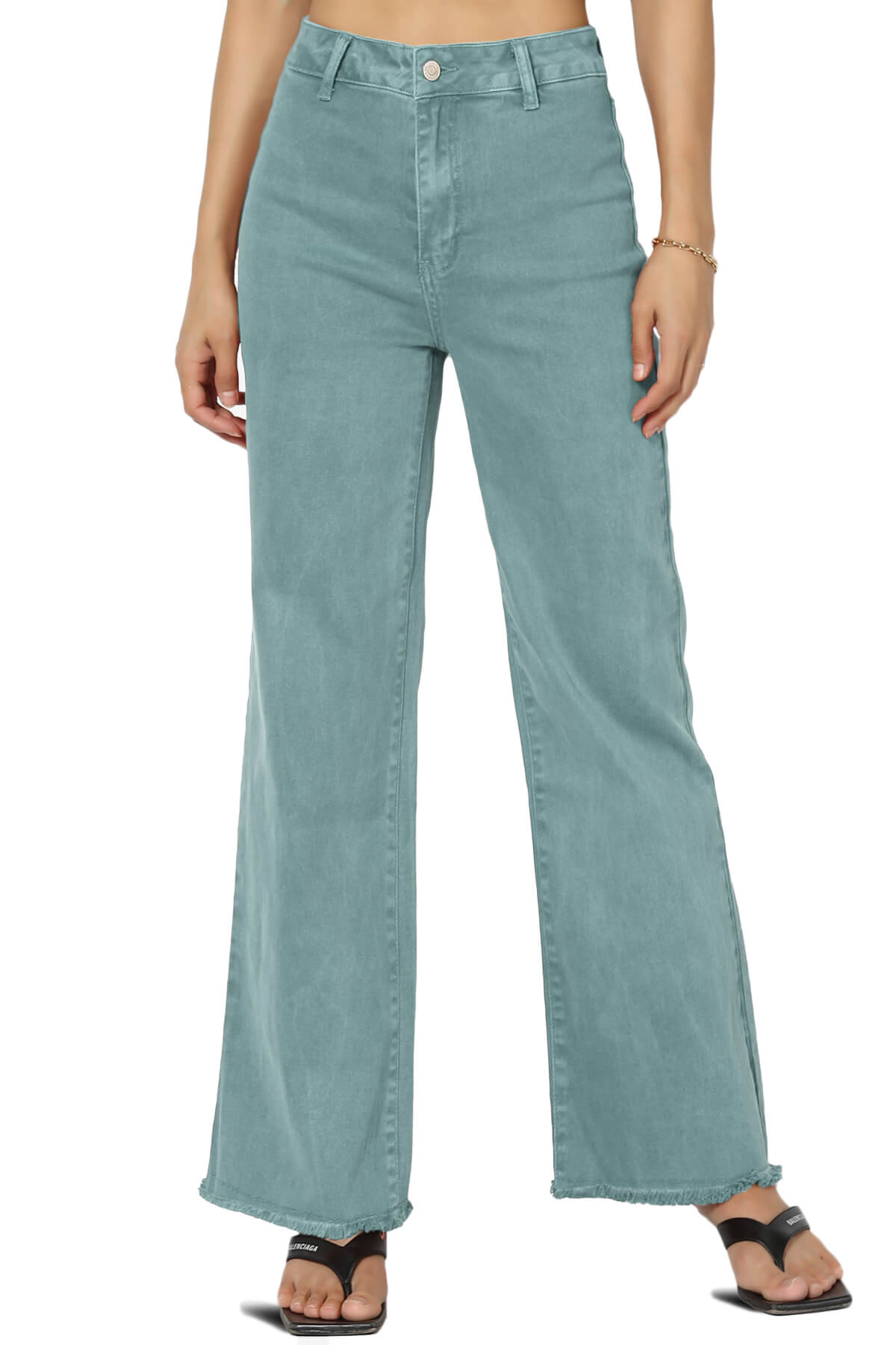 TheMogan Women's Acid Wash High Rise Cut Off Hem Comfort Stretch Denim ...