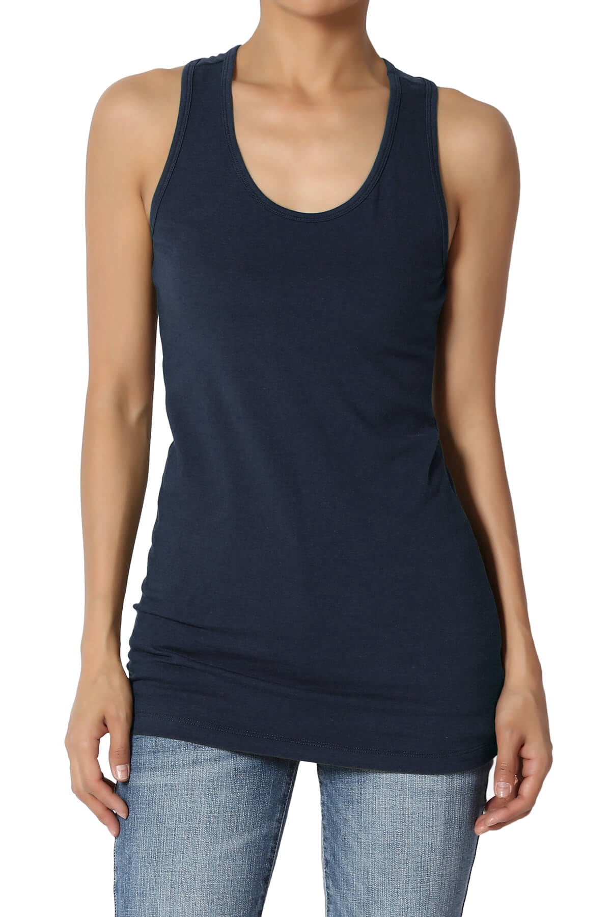TheMogan Women's Basic Scoop Neck Racerback Stretch Cotton Tank Top ...