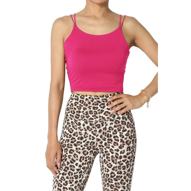 TheMogan Women's Basic Solid Spaghetti Strap Double Layered Stretch ...