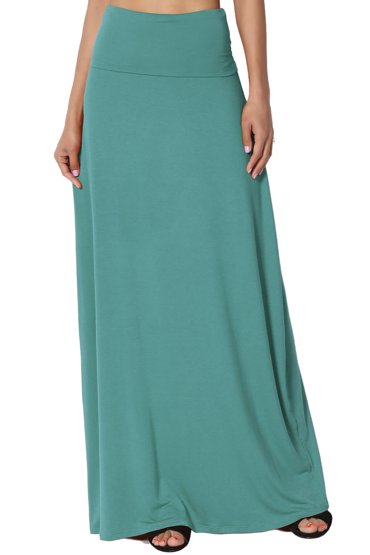 TheMogan Women's Casual Lounge Solid Foldable High Waist Draped Jersey ...
