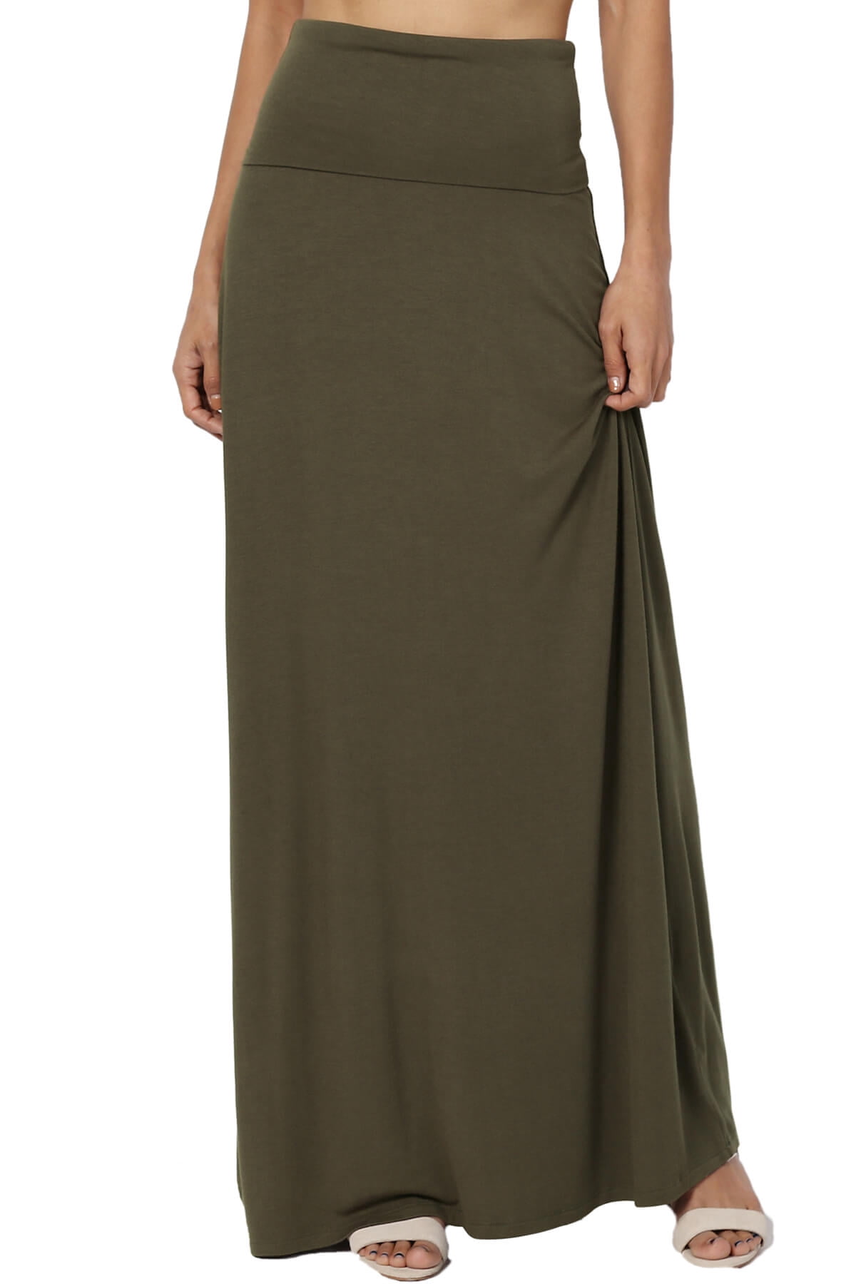 TheMogan Women's Casual Lounge Solid Foldable High Waist Draped Jersey ...