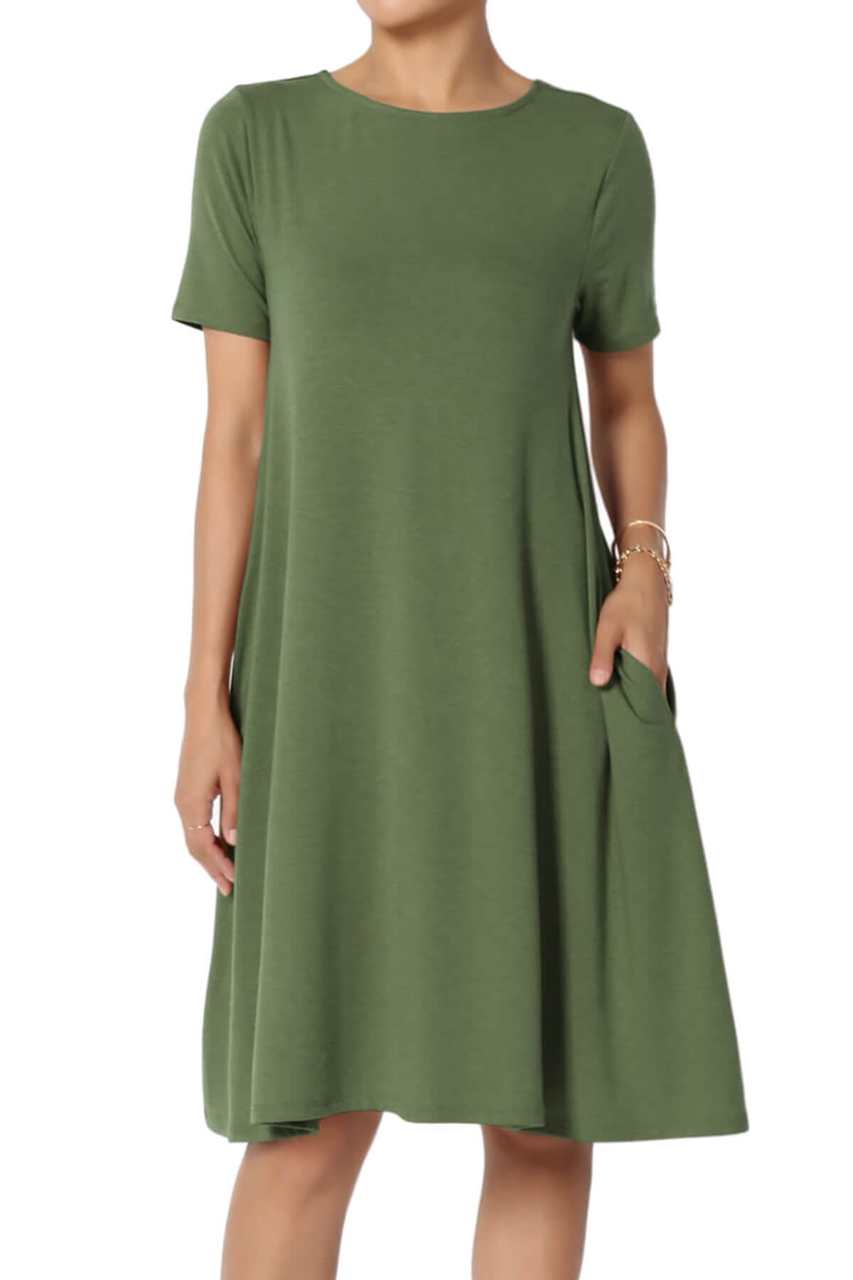 TheMogan Women's Classic A-Line Dress with Pockets Comfort Fit Jersey ...