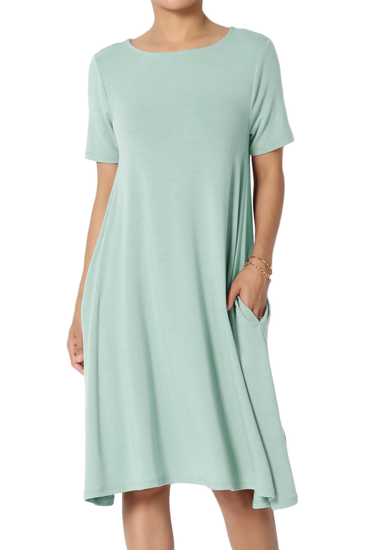 TheMogan Women's Classic A-Line Dress with Pockets Comfort Fit Jersey ...