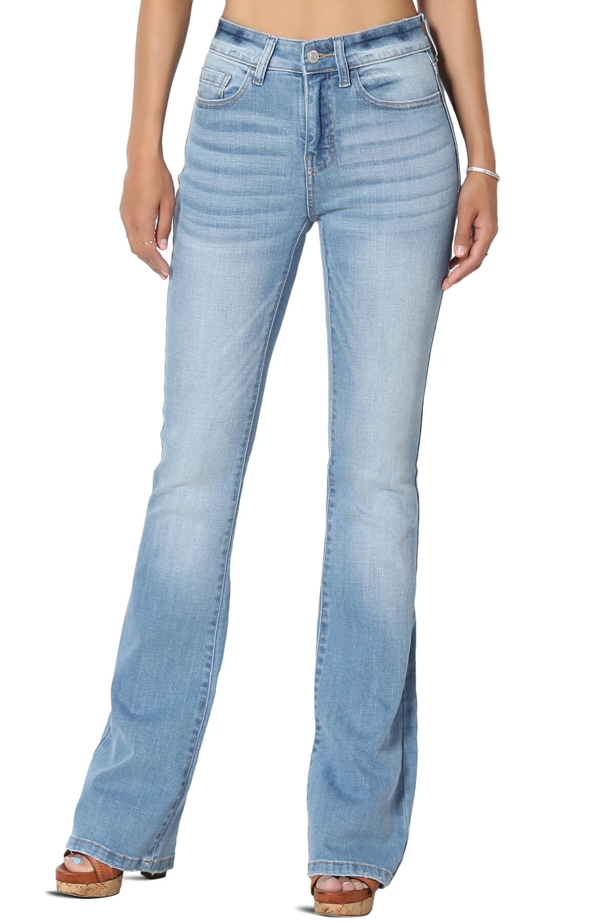 Themogan Womens Vintage Classic Washed Stretch Comfort Denim High Rise