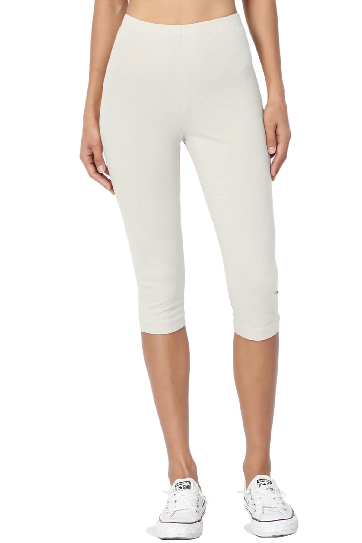 TheMogan Women's Essential Basic Cotton Spandex Stretch Below Knee Length Capri Leggings Casual ...