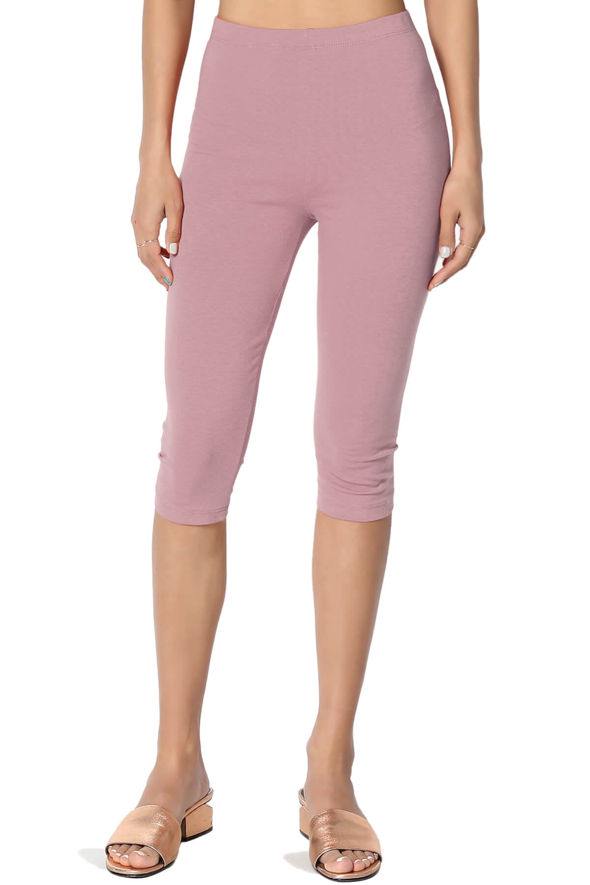 TheMogan Women's Essential Basic Cotton Spandex Stretch Below Knee ...