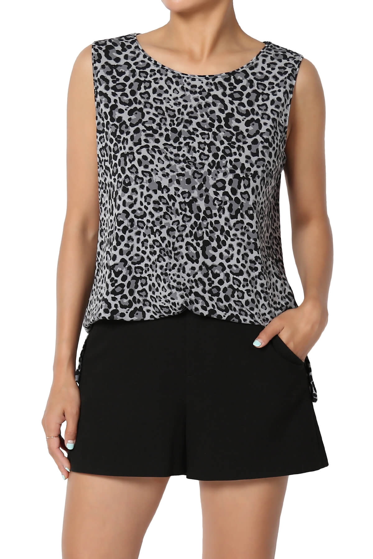 TheMogan Women's Leopard Animal Print Sleeveless Tunic Side Slit Cool ...