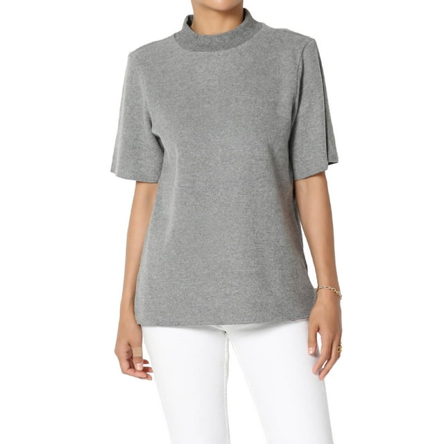 TheMogan Women's Mock Neck Short Sleeve So Soft Knit Sweater Pullover ... TheMogan Women's Mock Neck Short Sleeve So Soft Knit Sweater Pullover ...