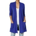TheMogan Women's Open Front Cardigan with Pockets Casual 3/4 Sleeve ...
