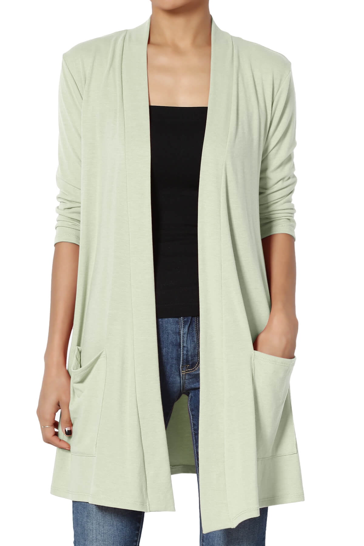 TheMogan Women's Open Front Cardigan with Pockets Casual 3/4 Sleeve ...