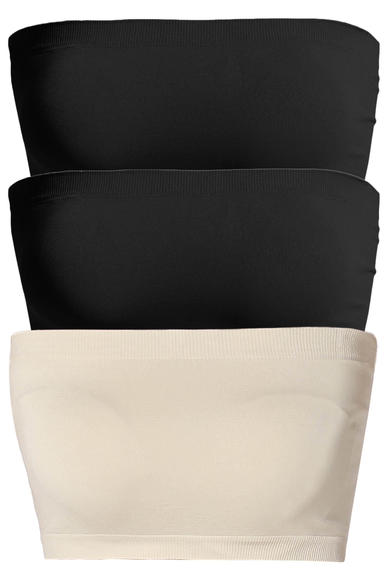TheMogan Women's PLUS 3PC Nylon/Span Stretch Bandeau Bra Top Strapless ...