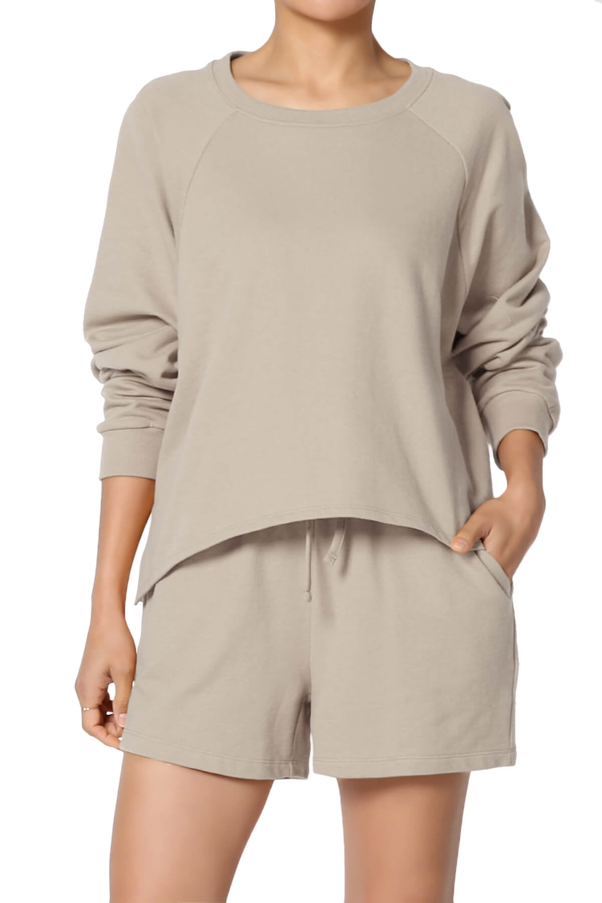 TheMogan PLUS Size Women's Cotton Terry Set: Oversized Top & Drawstring ...