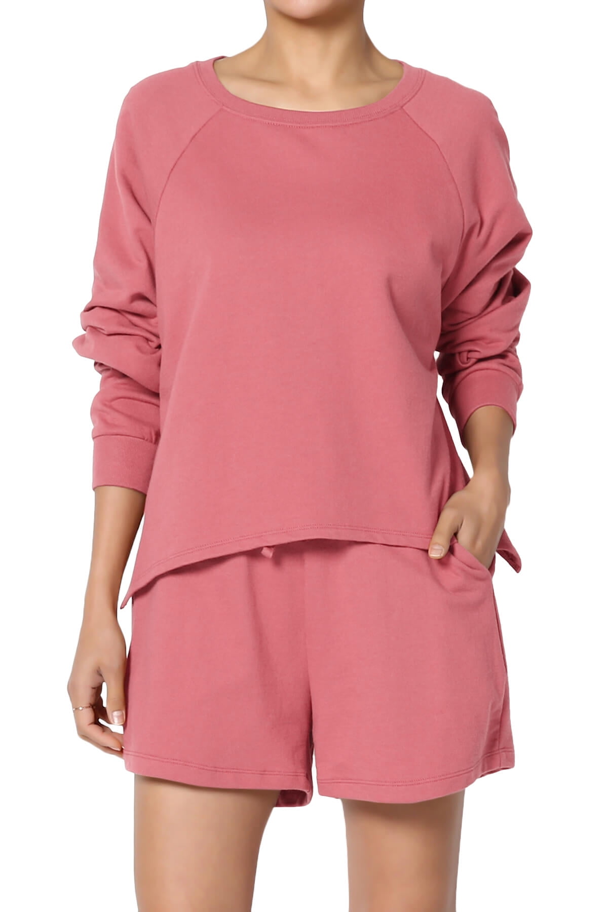 TheMogan Women's PLUS Cotton Terry Long Sleeve Oversized Top ...