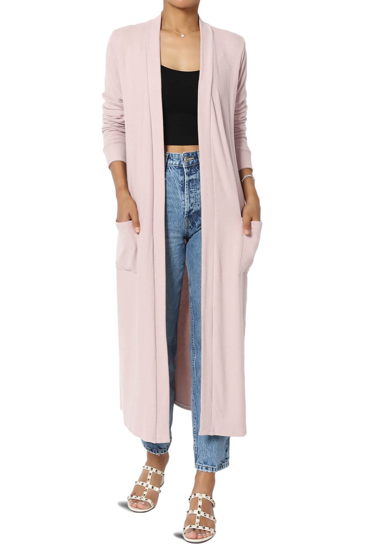 TheMogan Women's PLUS Long Open Front Drape Soft Knit Duster Long ...