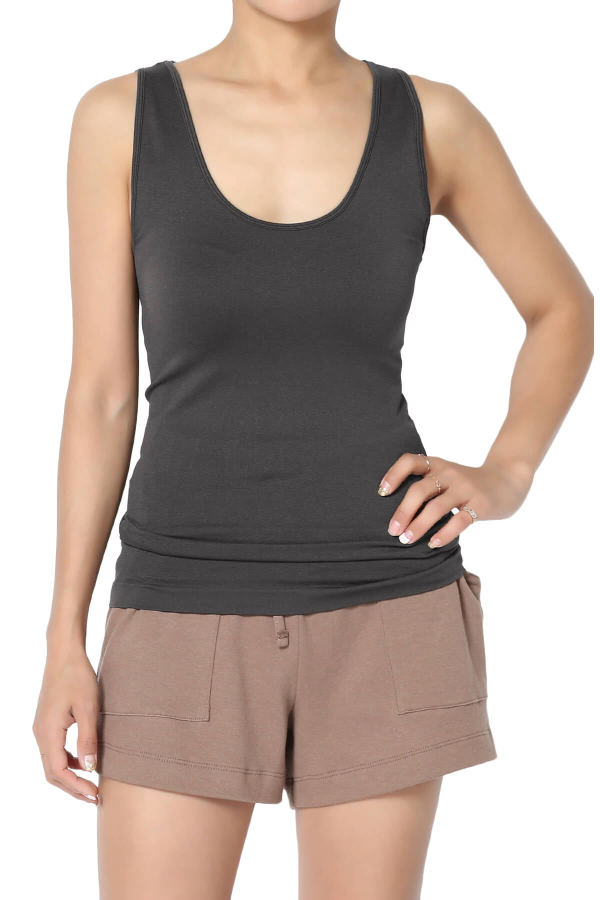 TheMogan Women's PLUS Scoop U Neck Seamless Tank Top Soft Layering ...