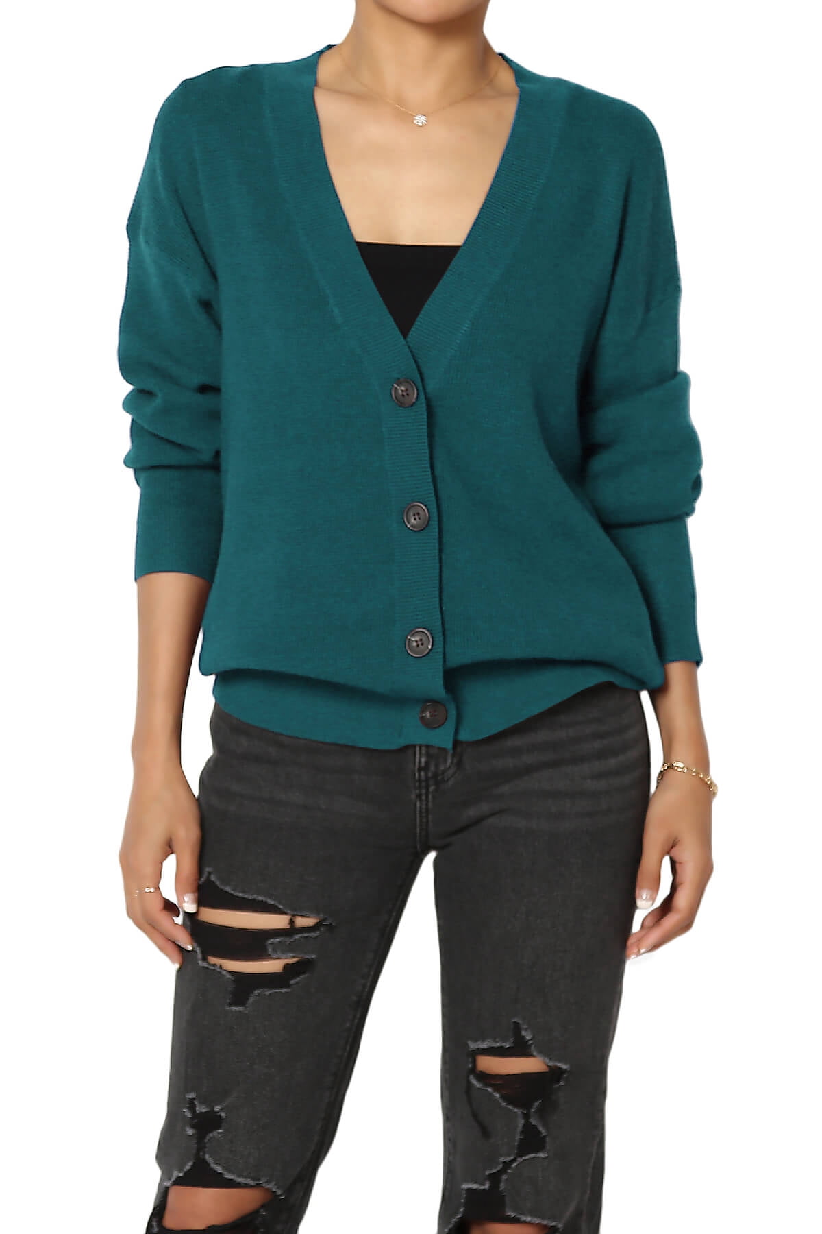 TheMogan Women's PLUS Waffle Viscose Knit Button Front V-Neck Long ...