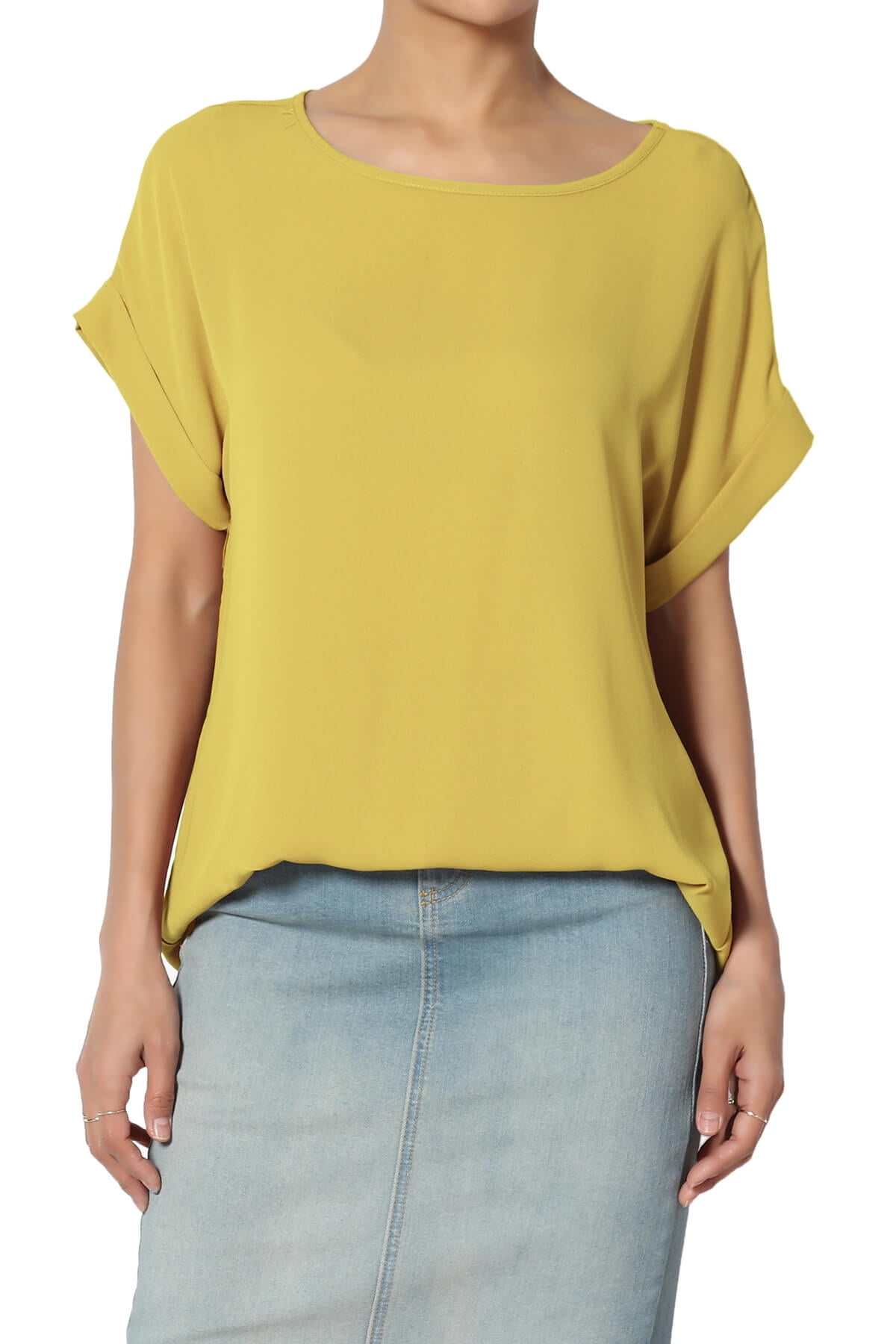 TheMogan Women's S~3XL Cuffed Dolman Short Sleeve Loose Chiffon Top ... TheMogan Women's S~3XL Cuffed Dolman Short Sleeve Loose Chiffon Top ...
