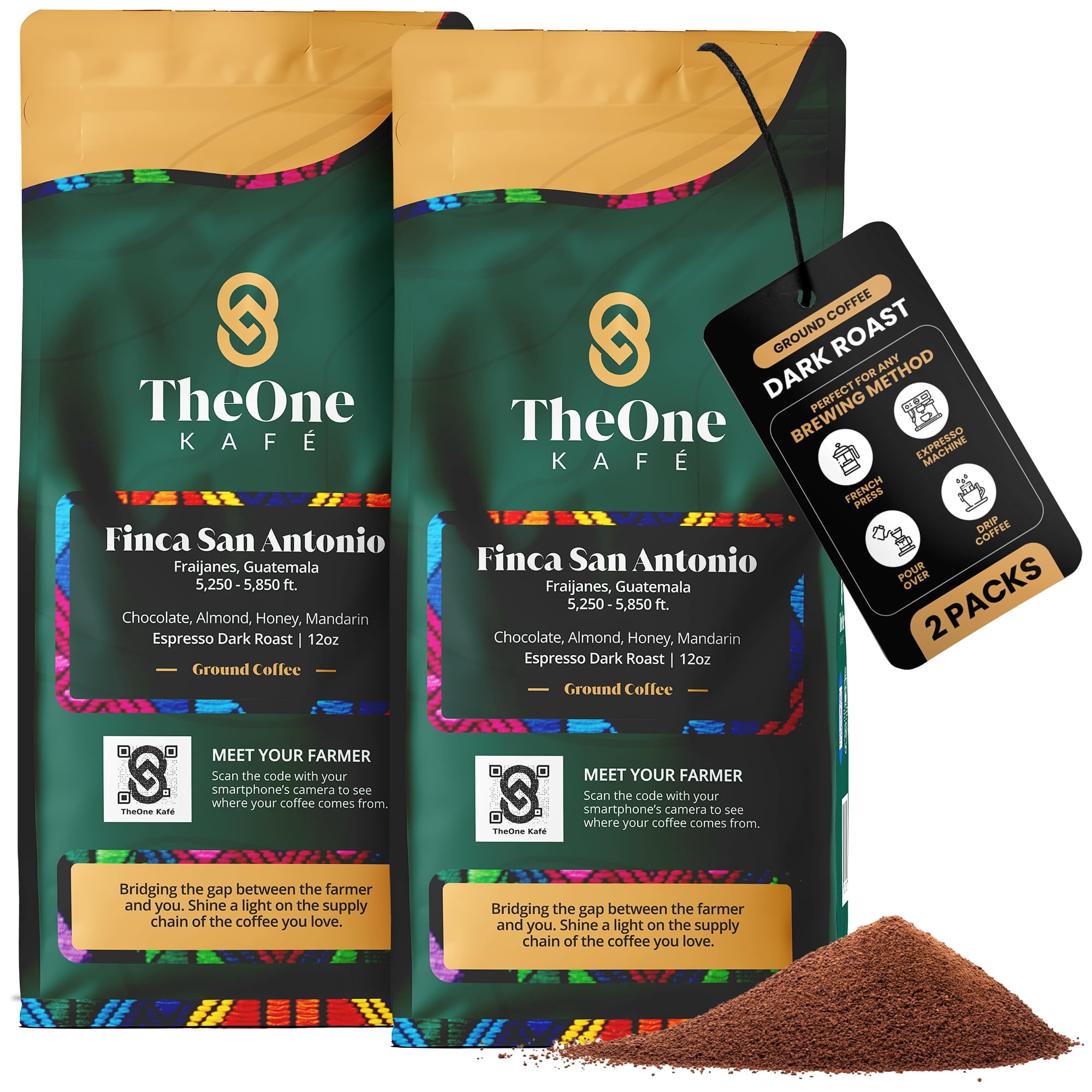 TheOne Kafé Guatemala Dark Roast Ground Coffee – Organic, Single Origin ...