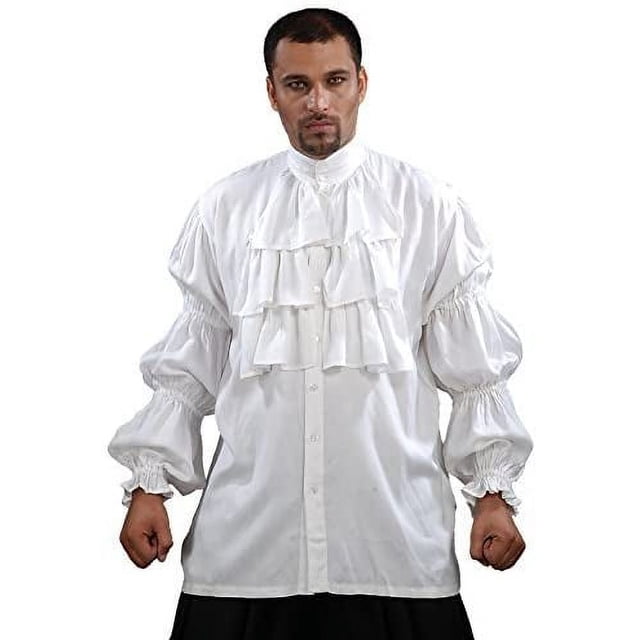 ThePirateDressing Pirate Ruffled Seinfeld Puffy Shirt (Large) White ...
