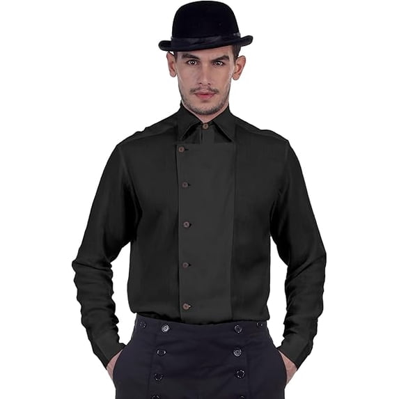 ThePirateDressing Steampunk Victorian Costume Side-Button Linen Shirt ...