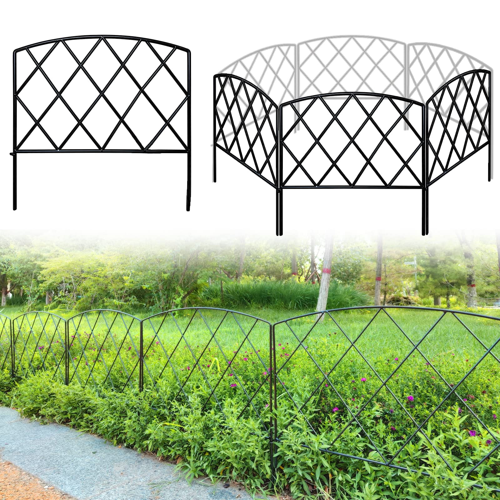 Thealyn Decorative Garden Fence 24 in (H) x 10 ft (L), Dog Rabbit Pet ...