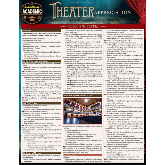 Theater Appreciation : QuickStudy Laminated Reference Guide (Edition 1) (Other) - Walmart.com