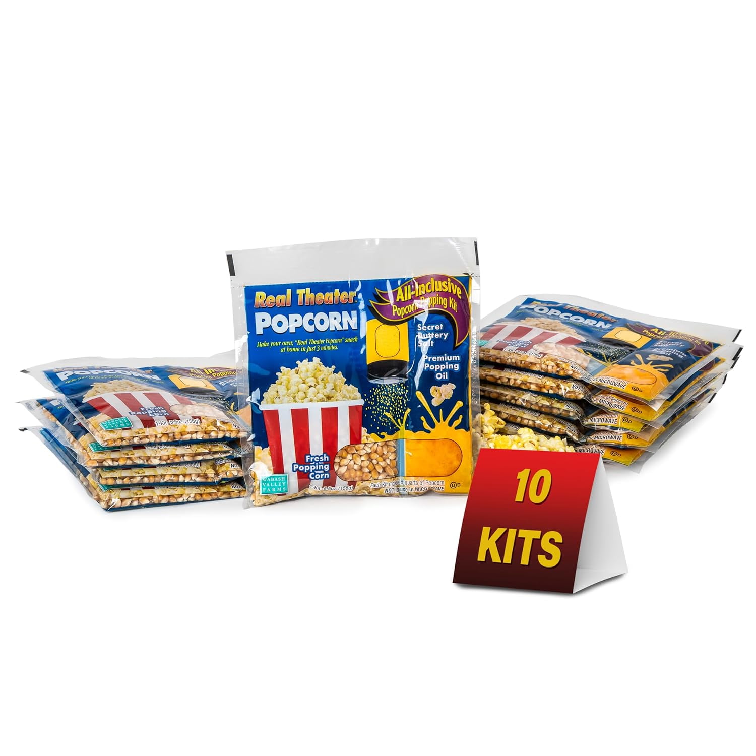 Theater Popcorn Kits - 10 Pre-Portioned Popcorn Machine Popcorn Packets ...