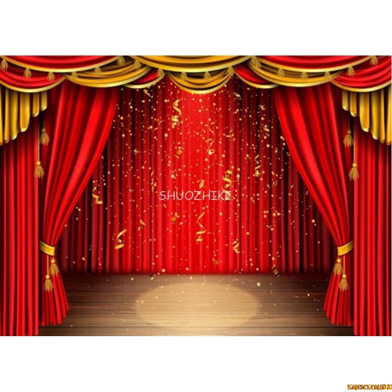 Theater Stage Photography Backdrops Classic Velvet Red Curtains ...
