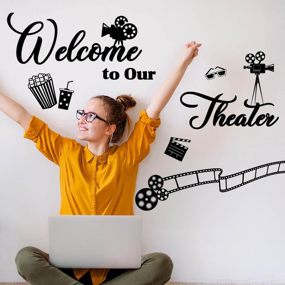 Theater Wall Decals Welcome to Our Theater Wall Stickers Cinema Art ...