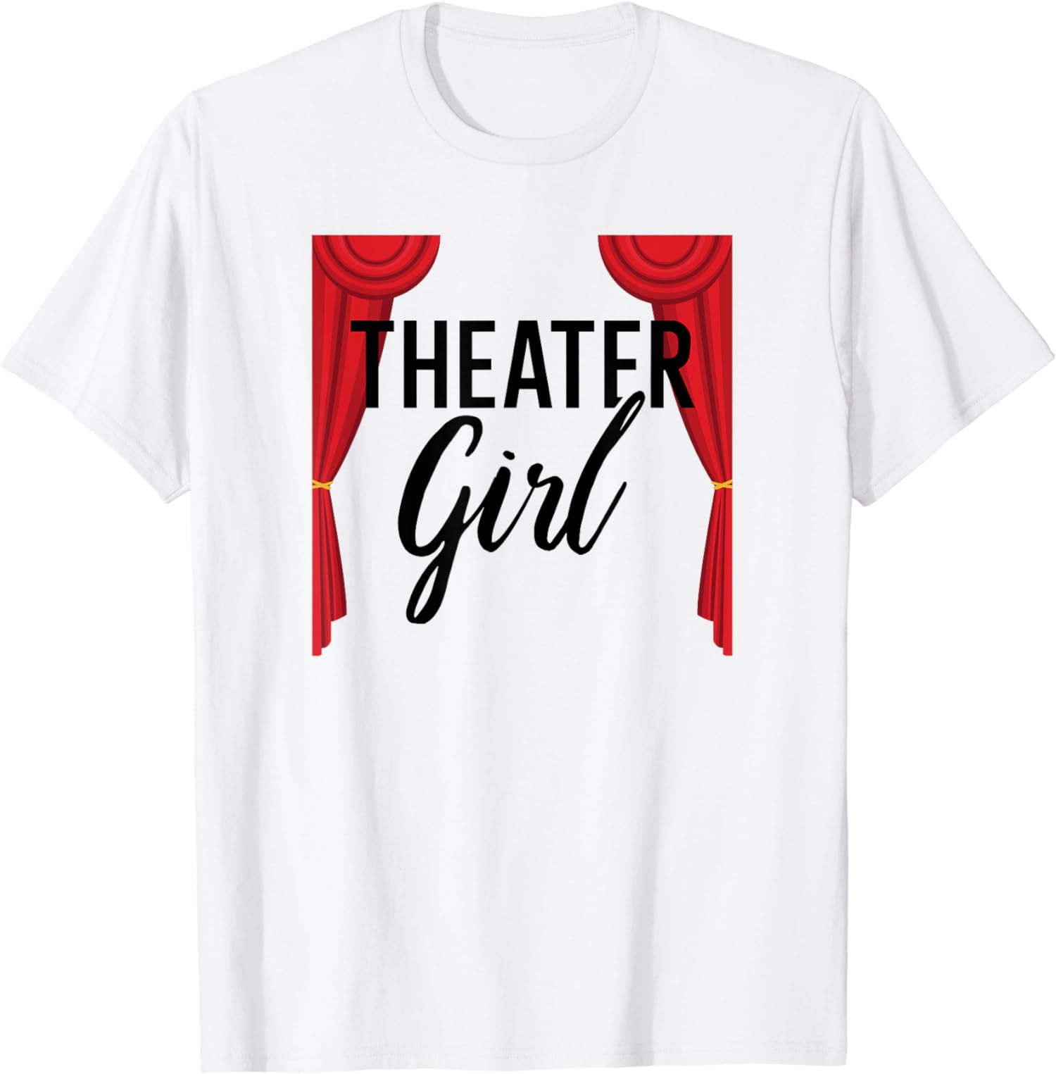 Theatre Girl with stage curtains, actress, musical Theatre T-Shirt ...