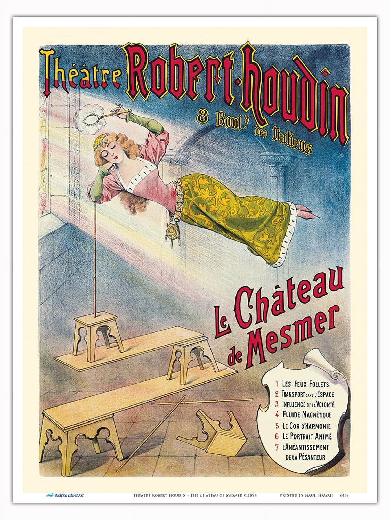 Theatre Robert Houdin - The Château of Mesmer - Vintage Magic Poster c ...