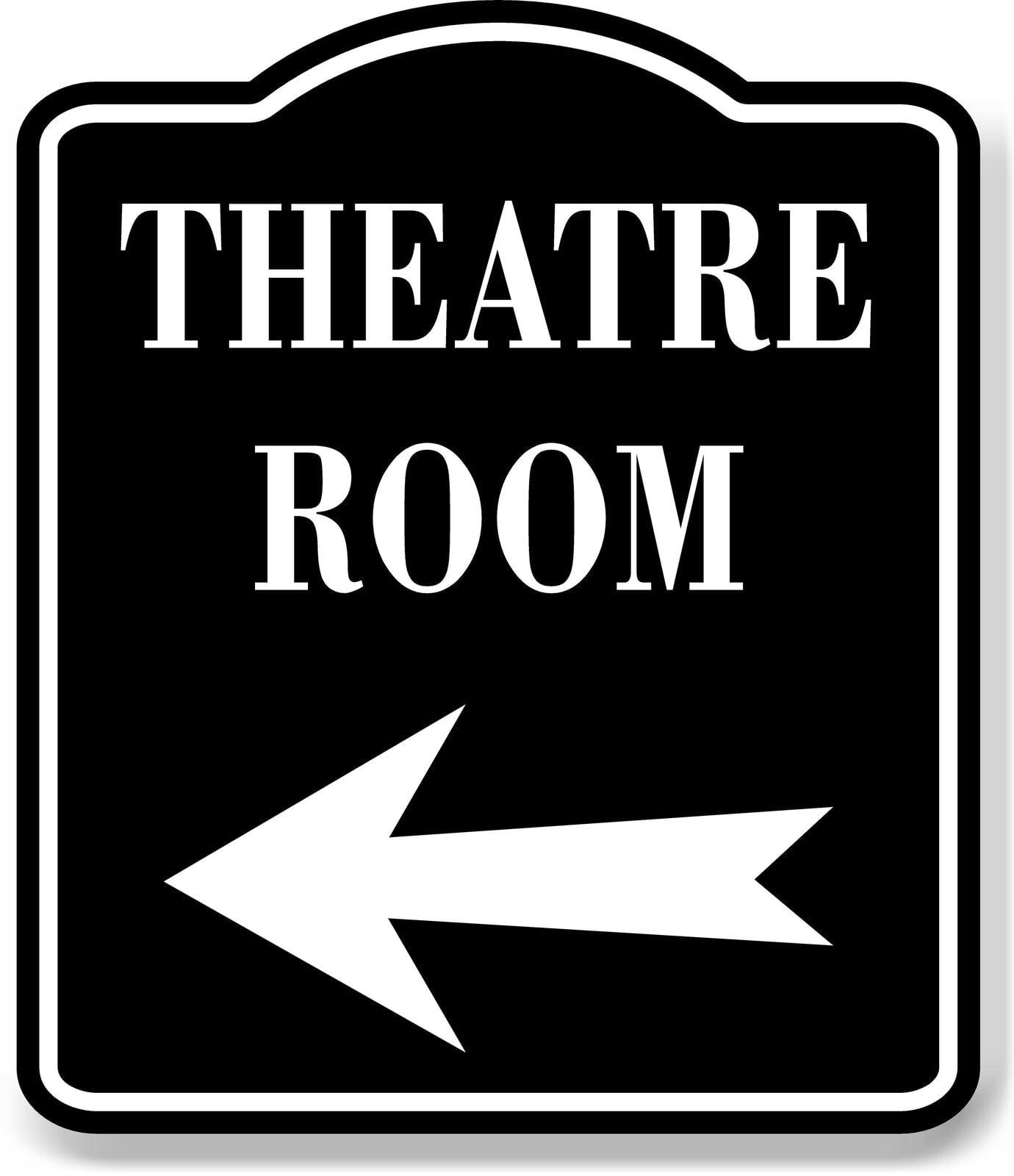 Theatre Room Left Arrow BLACK Aluminum Composite Sign, 15"x18 ...