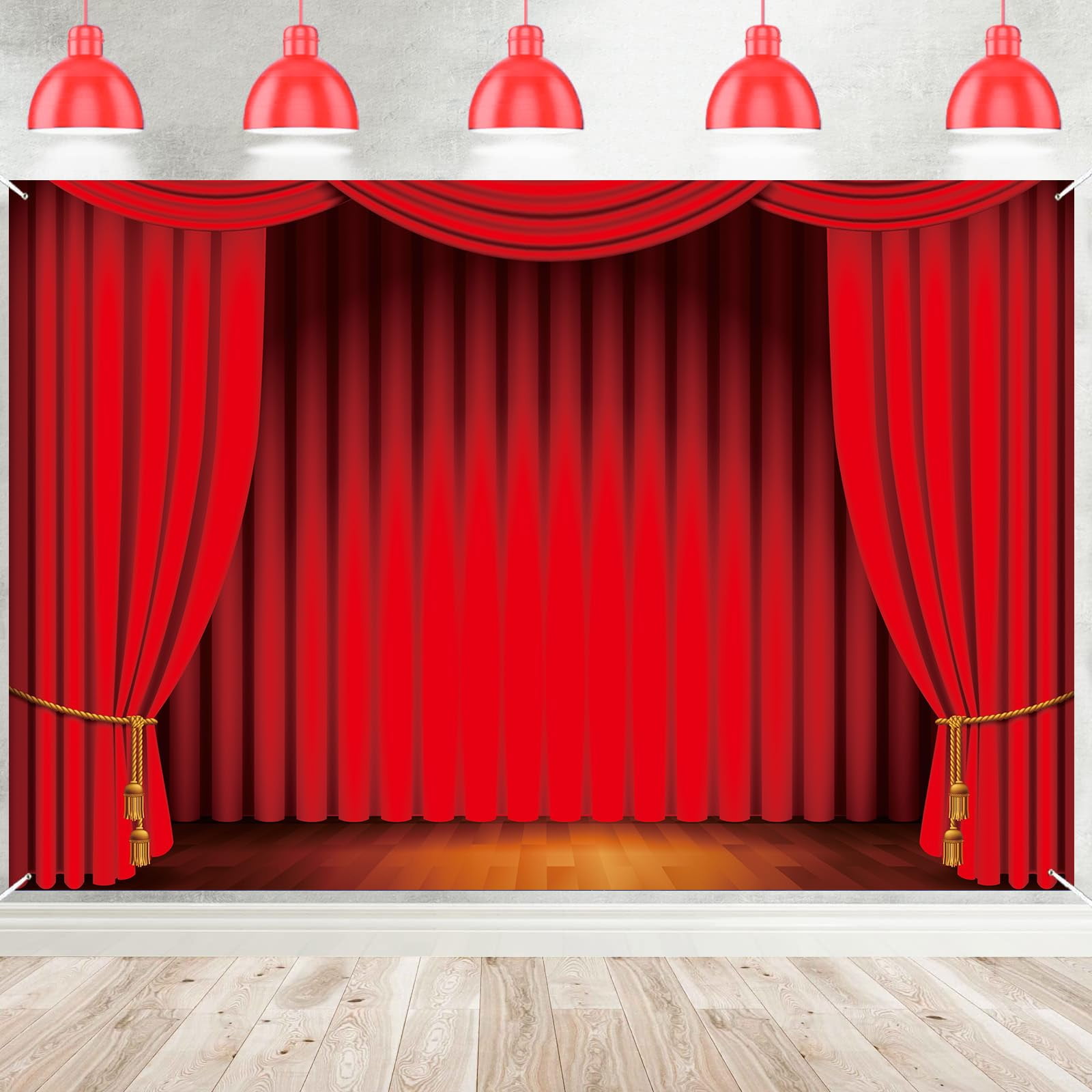 Theatre Show Backdrop Banner Theater Stage Red Curtain Backdrop ...