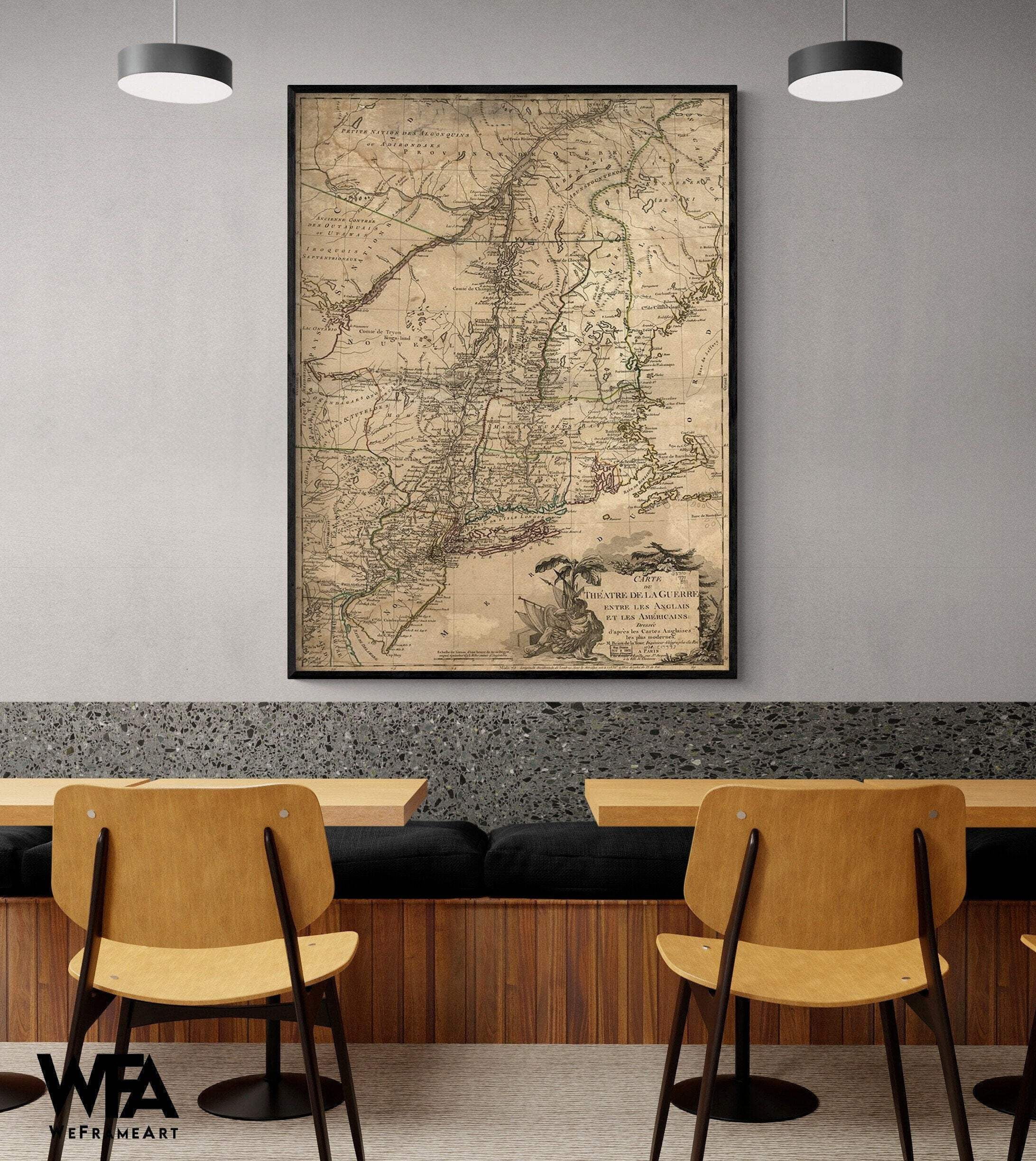 Theatre of War in the Thirteen Colonies 1777, Colonial House Decor, US ...